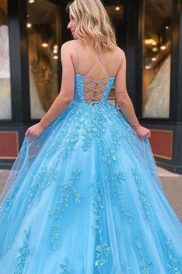 Dark Blue Ball Gown Prom Dresses