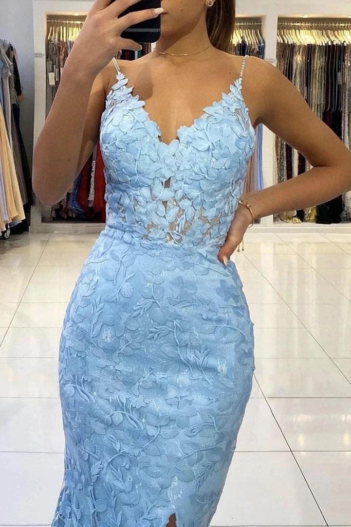 Lt Blue Lace Short Sheath Dress