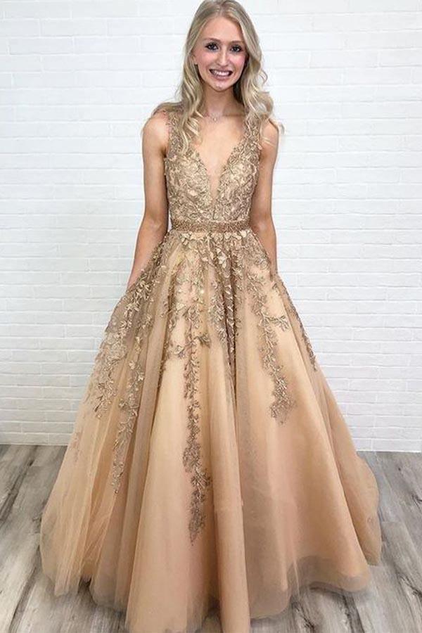 Gold Princess Prom Dresses